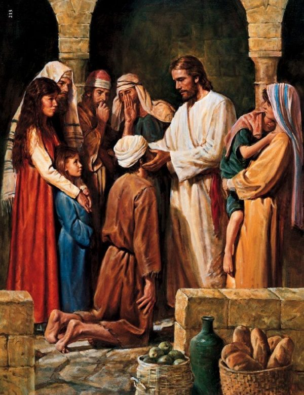 Jesus heals the blind men - Jesus touches their eyes and gives two ...
